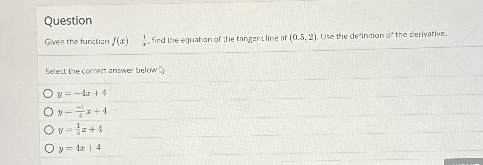Solved QuestionGiven the function f(x)=1x, ﻿find the | Chegg.com