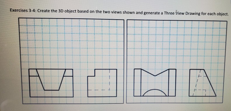 Solved Exercises 1-2: Create the 3D object based on the two | Chegg.com