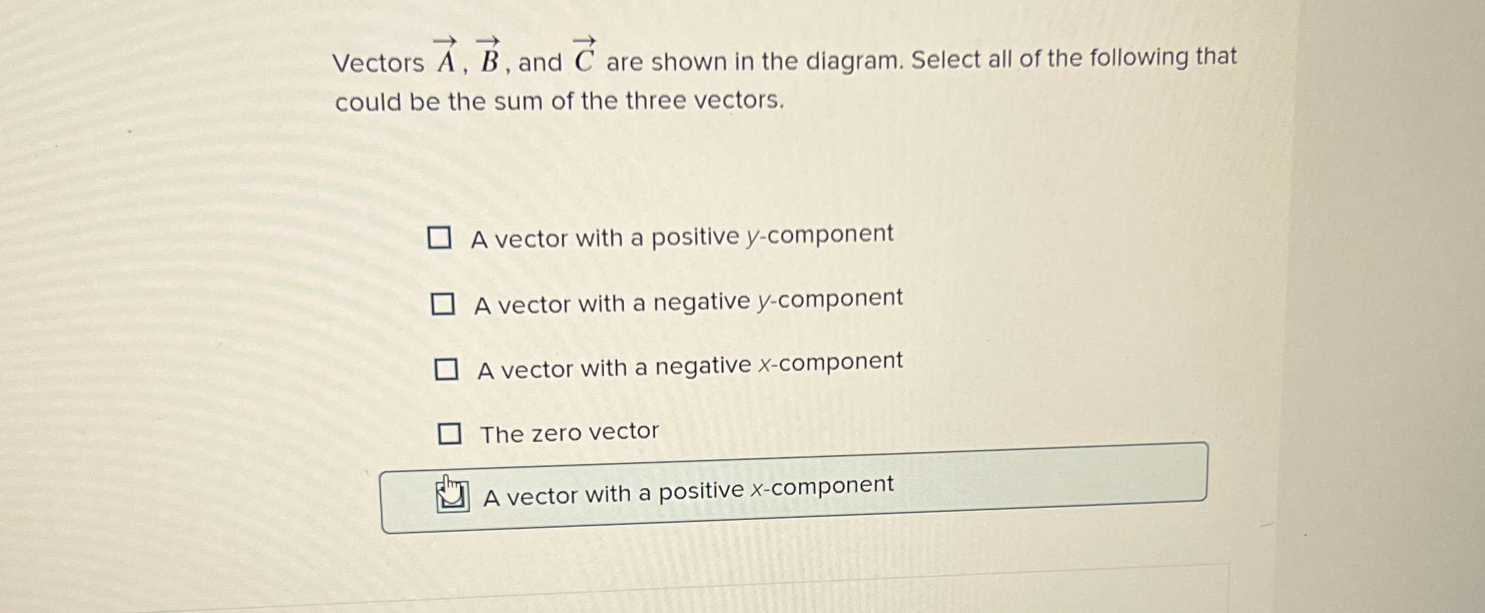 Solved Vectors vec(A),vec(B), ﻿and vec(C) ﻿are shown in the | Chegg.com