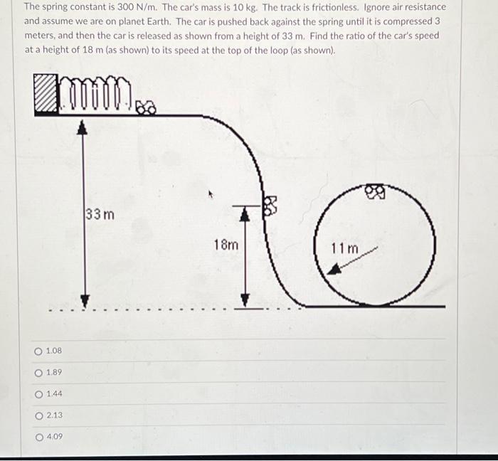 Solved The spring constant is \\( 300 \\mathrm{~N} / | Chegg.com