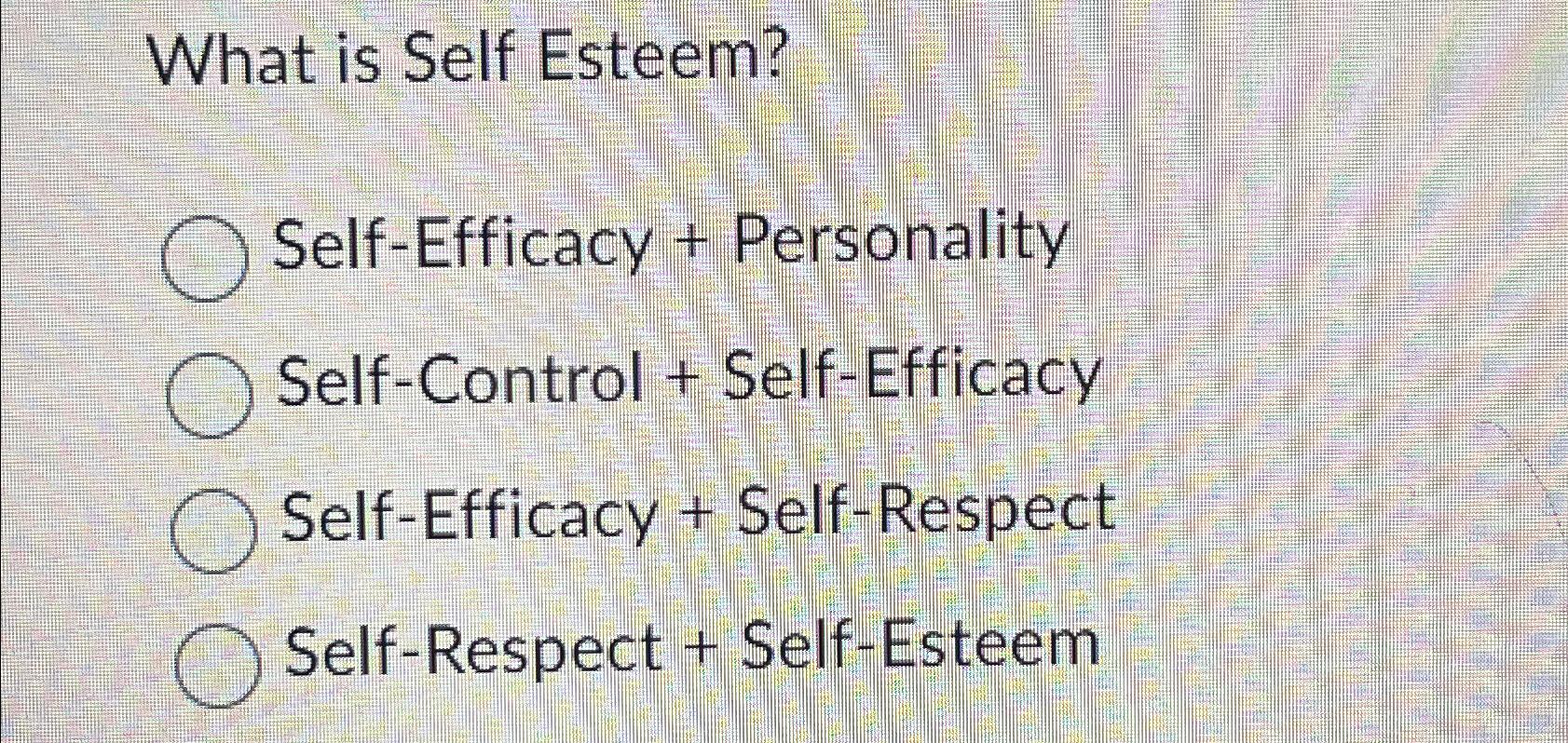 Solved What is Self Esteem?Self-Efficacy + | Chegg.com