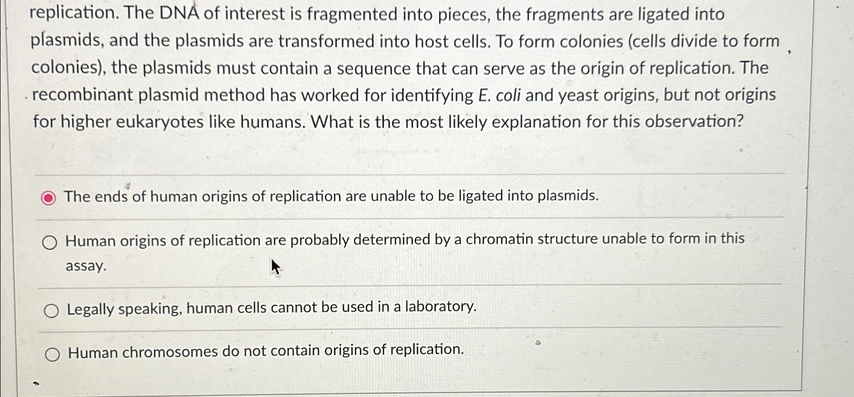 Solved replication. The DNA of interest is fragmented into | Chegg.com