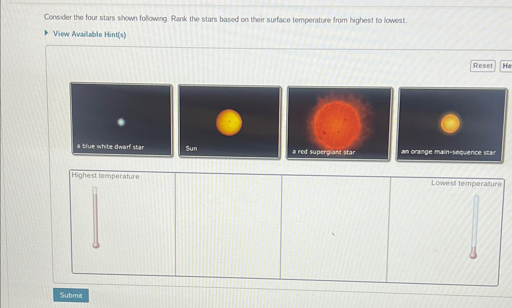 Solved Consider the four stars shown following. Rank the | Chegg.com