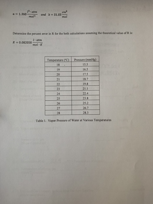 EXPERIMENT: DETERMINATION OF THE UNIVERSAL GAS | Chegg.com