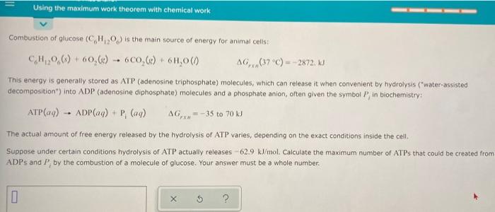 Solved Using the maximum work theorem with chemical work . | Chegg.com