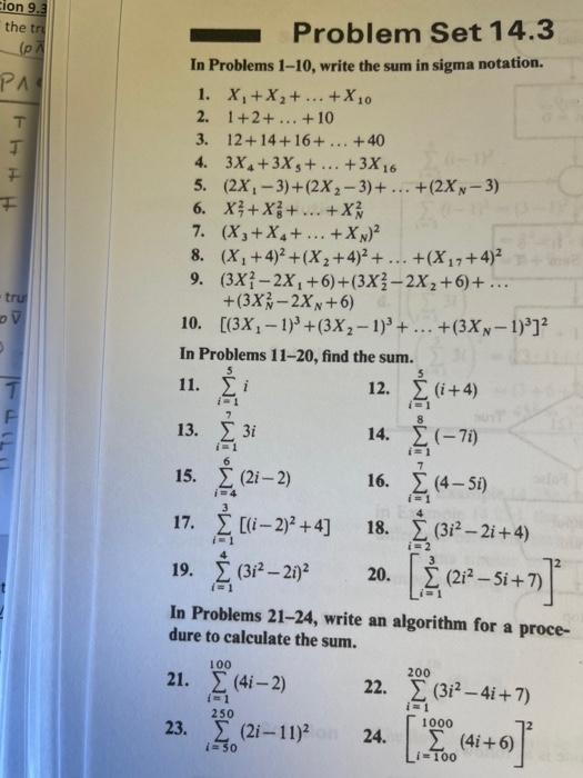 Solved cion 9.3 the tru (p PA T Ţ F e tru T F Problem Set | Chegg.com