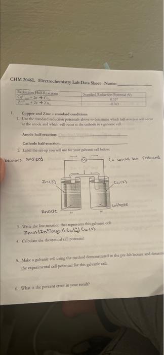 Solved CHM 2046L Electrochemistry Lab Data Sheet | Chegg.com