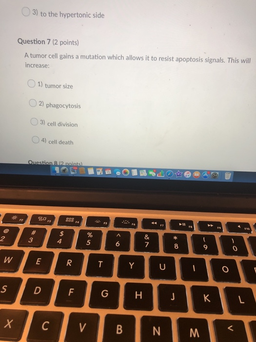 Solved 3) to the hypertonic side Question 7 (2 points) A | Chegg.com