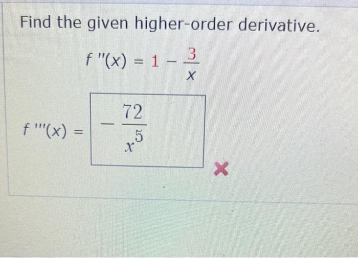 Solved Find the given higher-order derivative. f′′(x)=1−x3 | Chegg.com
