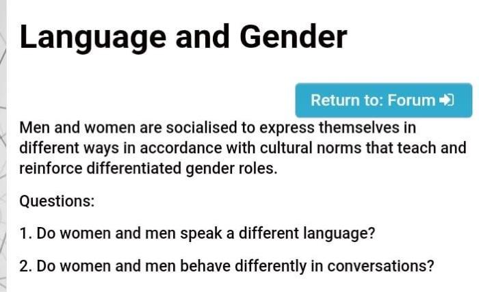 Solved Language and Gender Return to: Forum Men and women | Chegg.com