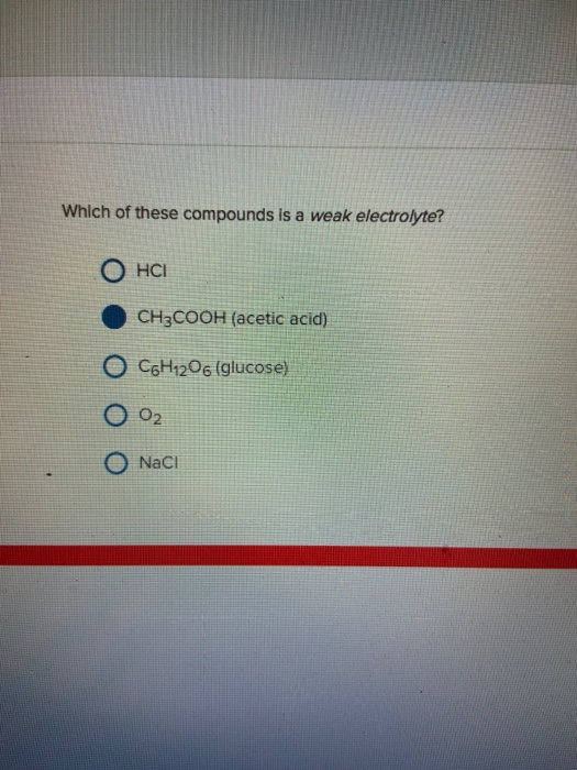 Solved Which of these compounds is a weak electrolyte? НС! | Chegg.com