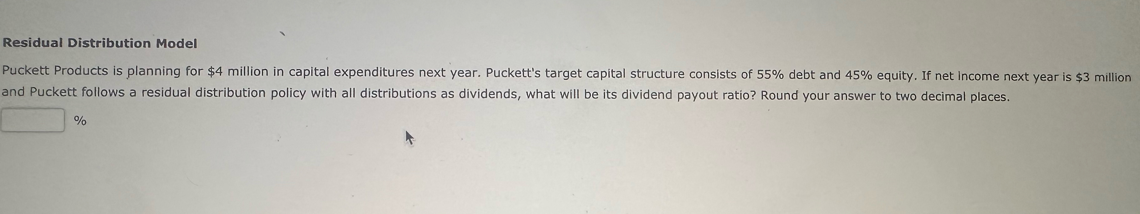 Solved Residual Distribution ModelPuckett Products is | Chegg.com