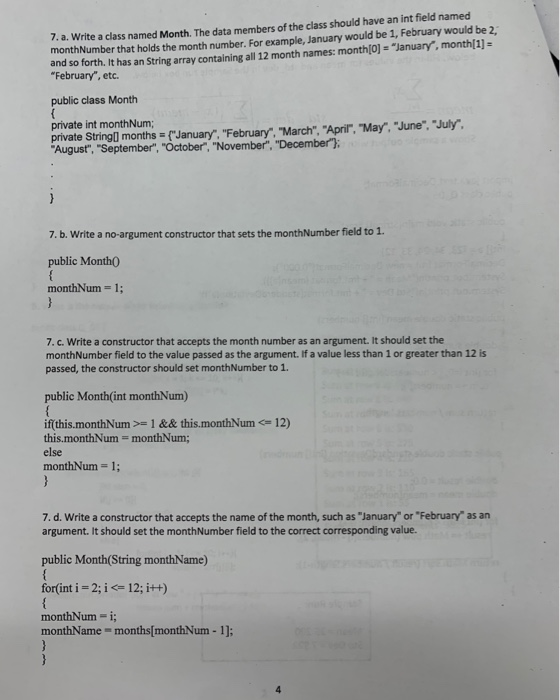Solved 7. a. Write a class named Month. The data members of | Chegg.com