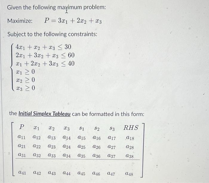 Solved Given the following maximum problem: Maximize: | Chegg.com