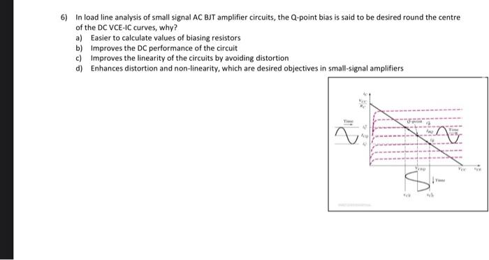Solved 6) In load line analysis of small signal AC BJT | Chegg.com