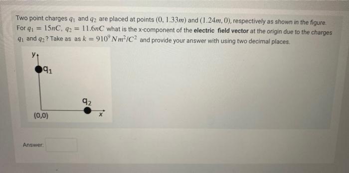 Solved Two point charges q1 and q2 are placed at points | Chegg.com