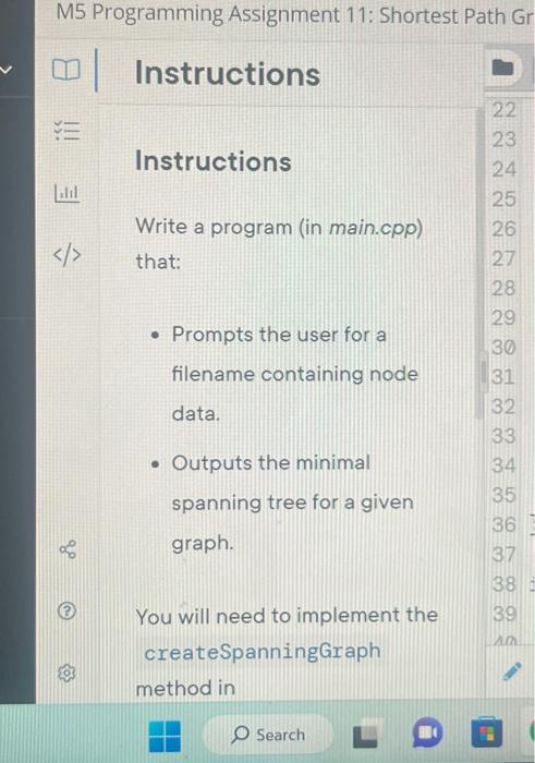 M5 Programming Assignment 11: Shortest Path G | Chegg.com
