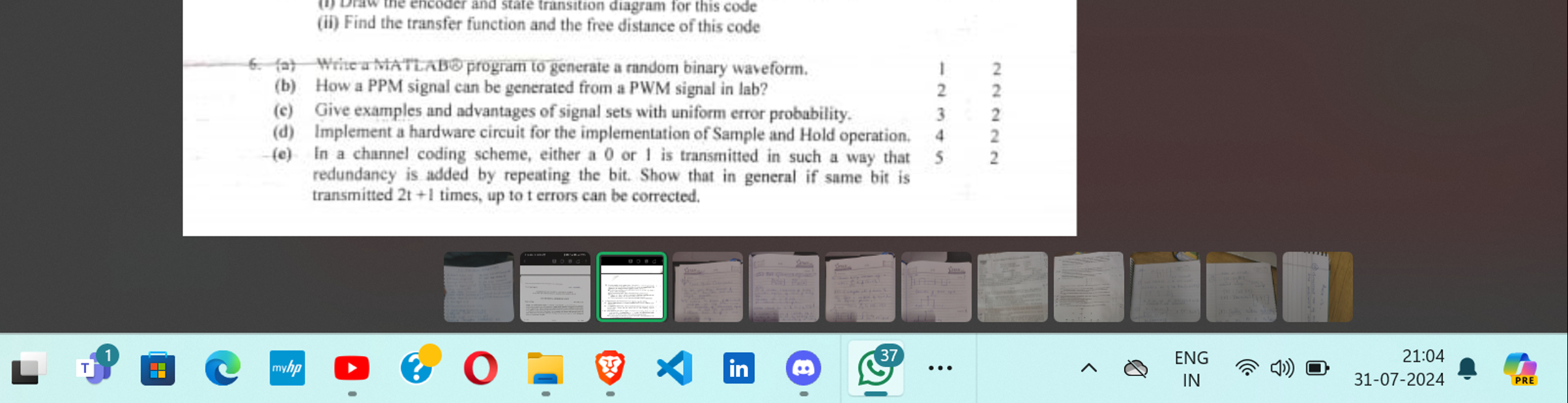 Solved A ﻿write A Matlab Program To Generate A Random