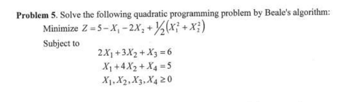 Solved Problem 5. Solve the following quadratic programming | Chegg.com