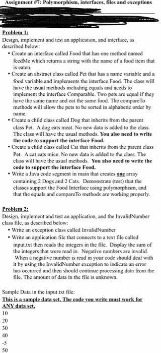 Solved Assignment # 7: Polymorphism, interfaces, files and | Chegg.com