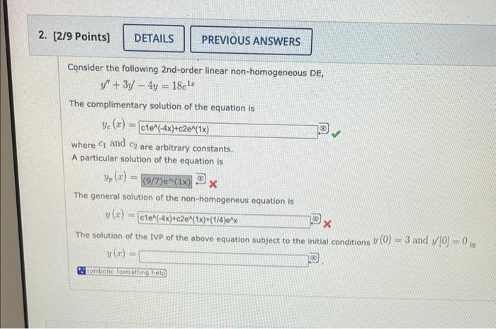 Solved Consider the following 2nd-order linear | Chegg.com