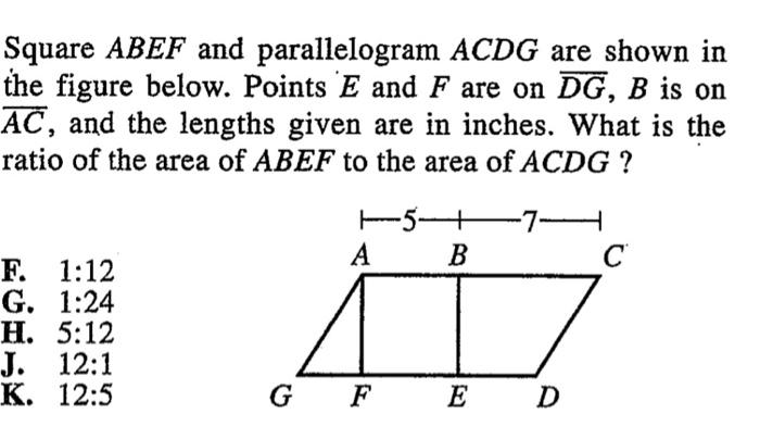 Solved Square ABEF and parallelogram ACDG are shown in the | Chegg.com