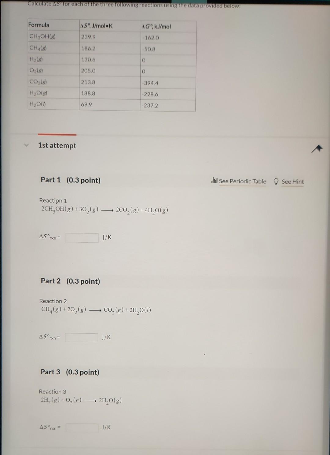 Solved 1st attempt Part 1 ( 0.3 point) Reaction 1 | Chegg.com