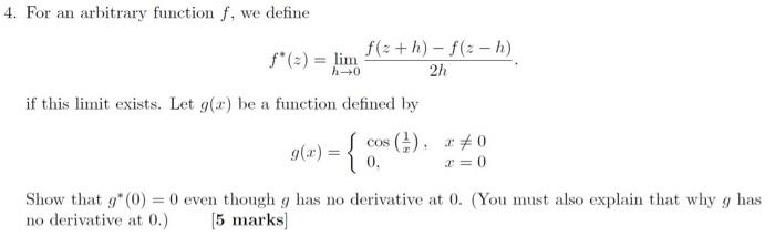Solved 4. For an arbitrary function f, we define | Chegg.com