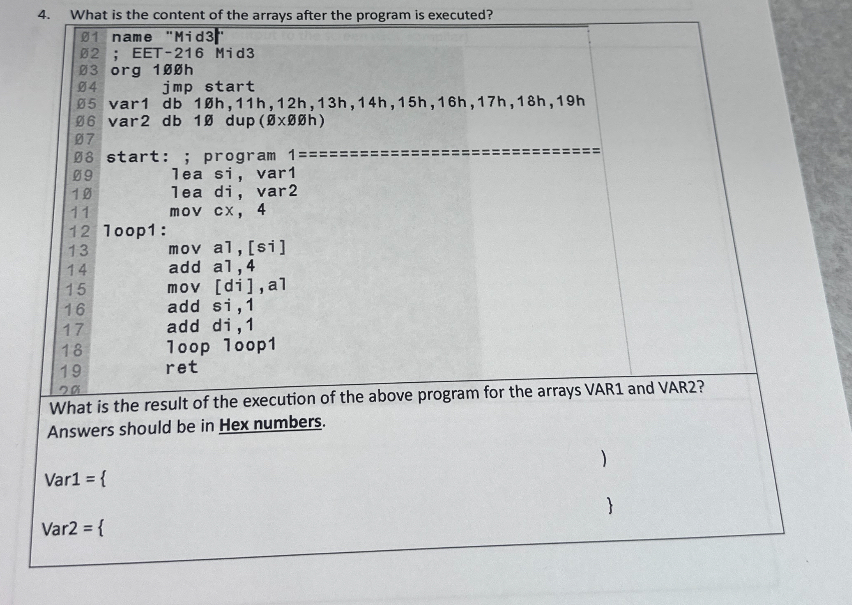 Solved What is the content of the arrays after the program | Chegg.com