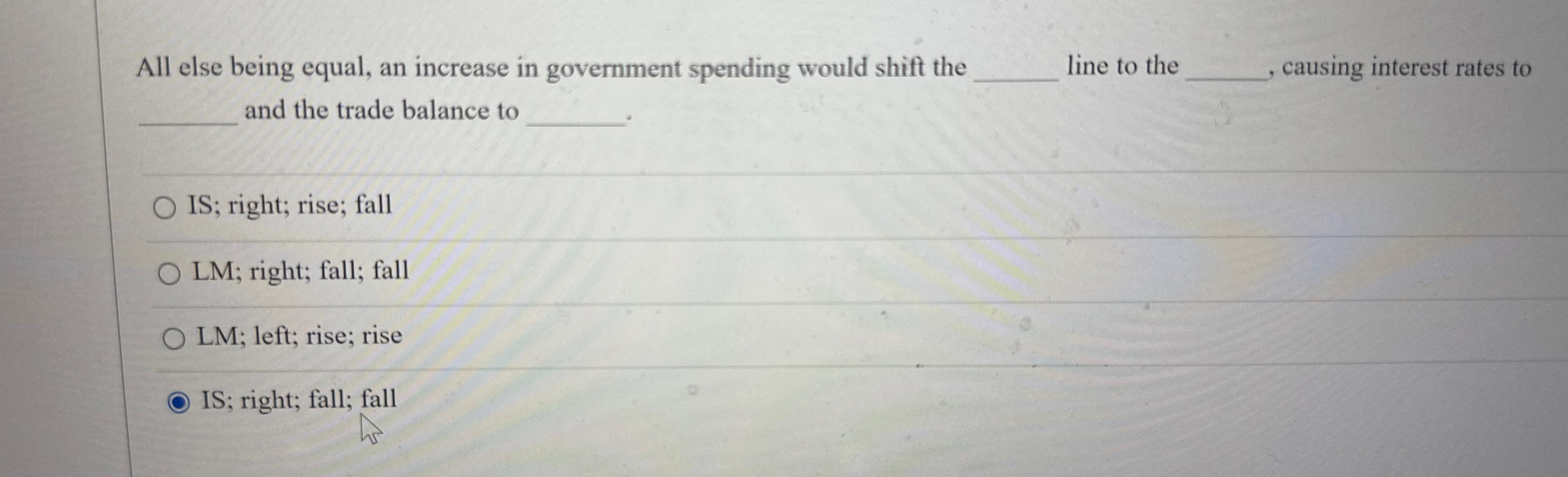 Solved All else being equal, an increase in government | Chegg.com