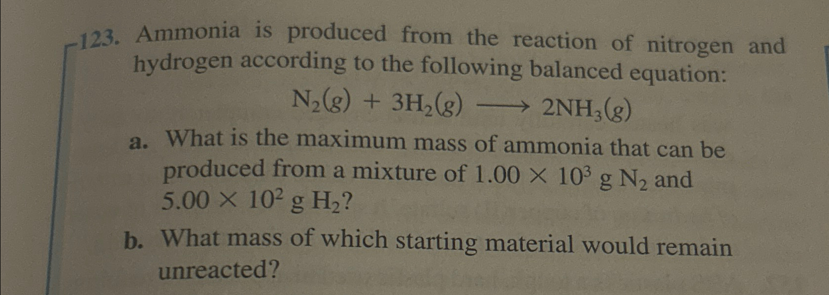 Ammonia is produced from the reaction of nitrogen and | Chegg.com