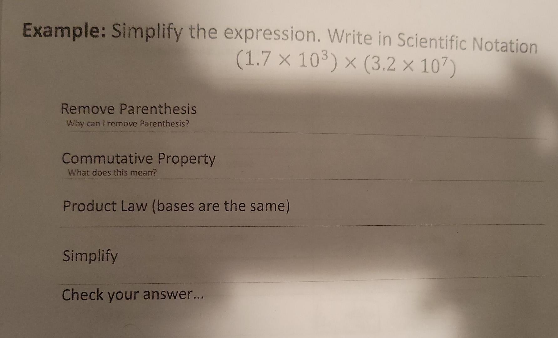 Solved Example: Simplify the expression. Write in Scientific | Chegg.com