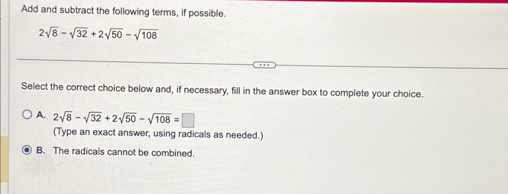 Solved Add and subtract the following terms, if | Chegg.com
