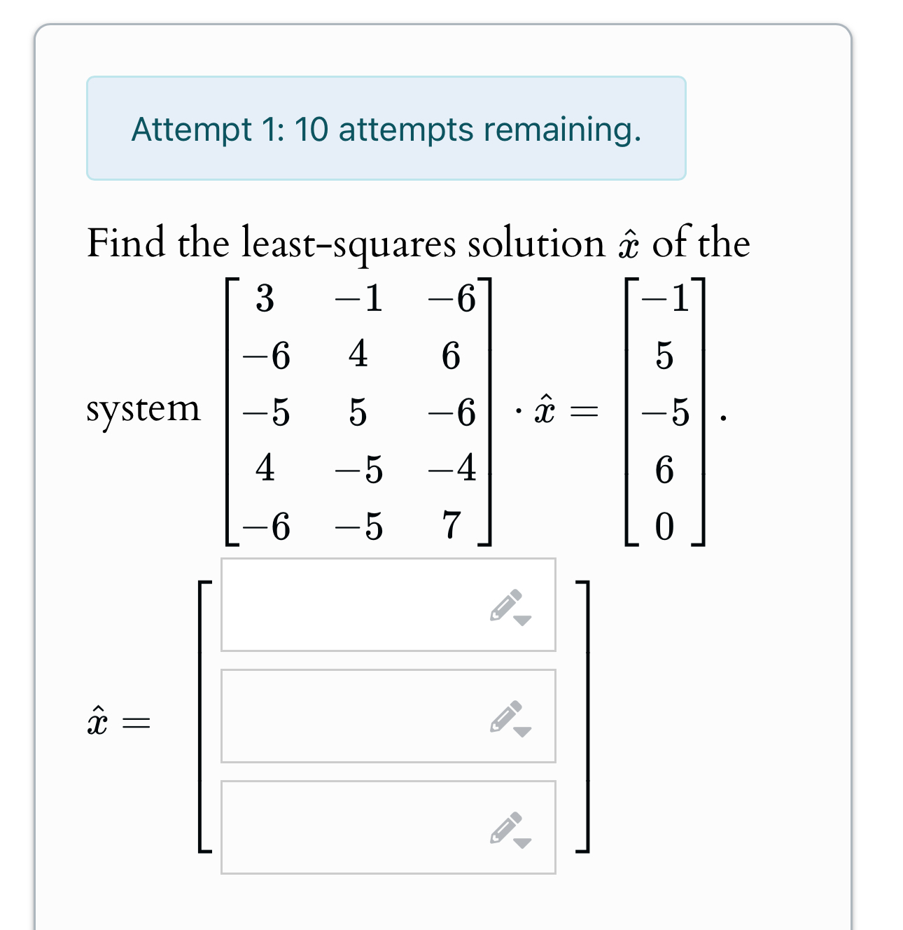 Solved Attempt 1: 10 ﻿attempts remaining.Find the | Chegg.com