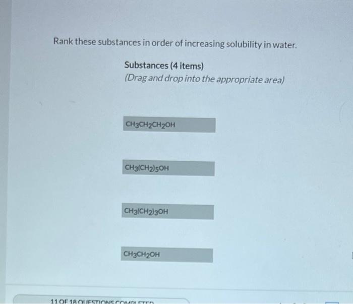 Solved Rank these substances in order of increasing | Chegg.com