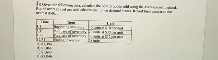 Solved Ia) Given the following data, calculate the cost of | Chegg.com