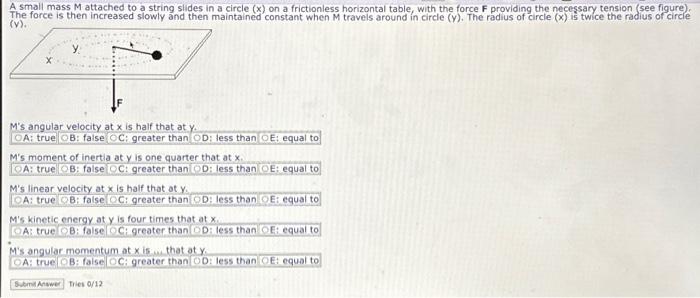 Solved A small mass M attached to a string slides in a | Chegg.com
