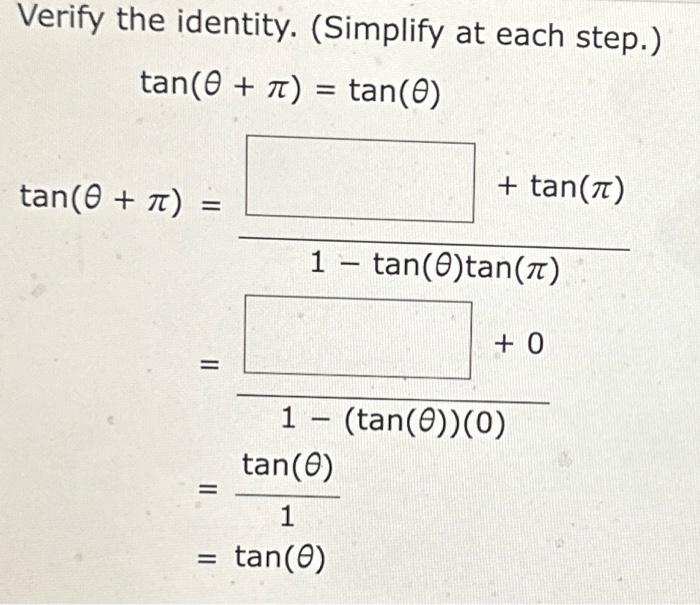 Verify the identity. (Simplify at each step.) | Chegg.com