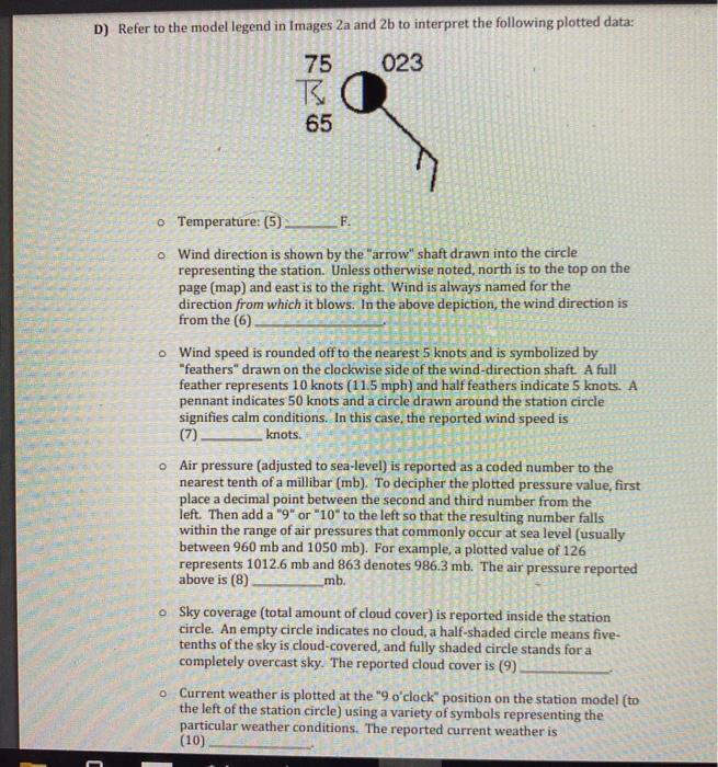 Solved Image 2a Surface Station Model 045 Temp (F) Weather | Chegg.com