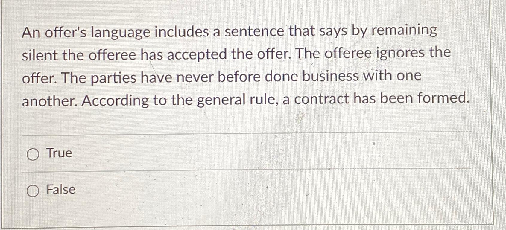Solved An offer's language includes a sentence that says by | Chegg.com