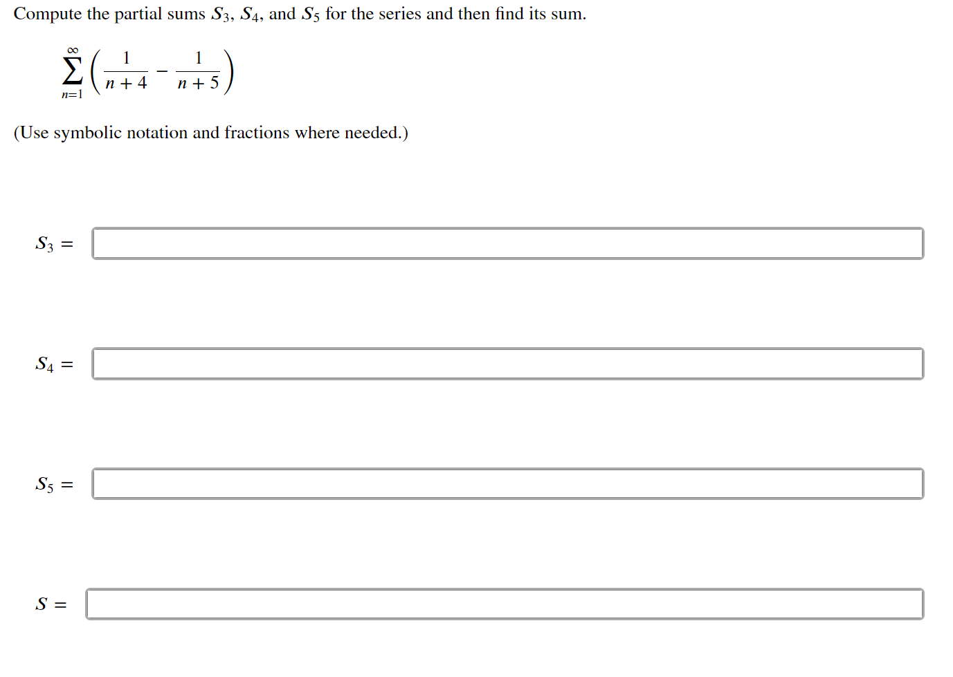 Solved Compute the partial sums S3,S4, ﻿and S5 ﻿for the | Chegg.com