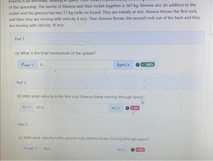 Solved of the spaceship. The inertia of Ximena and their | Chegg.com