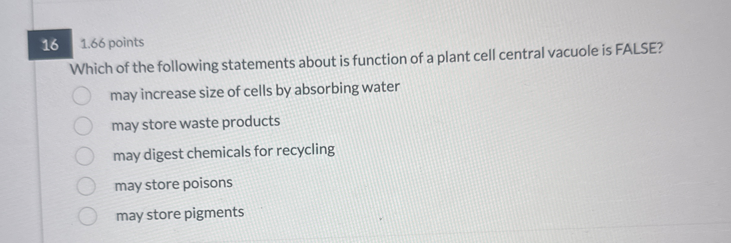Solved 1.66 ﻿pointsWhich of the following statements about | Chegg.com