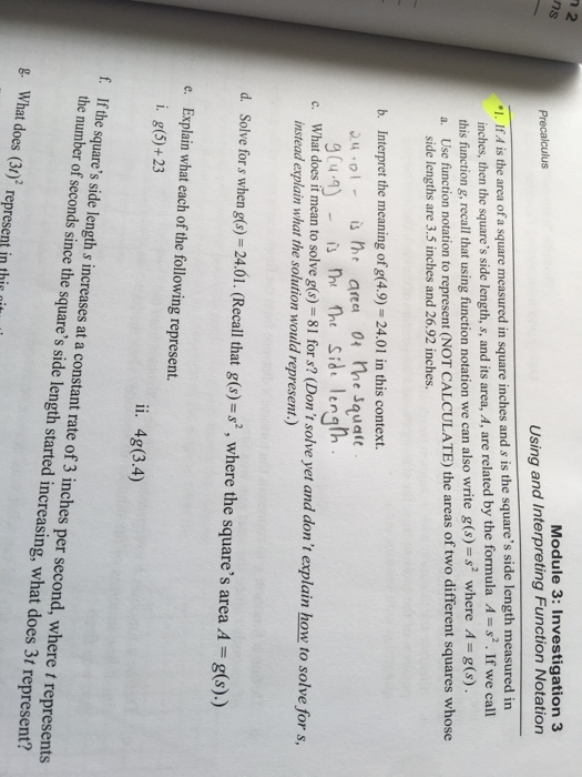 Solved m2 ns Module 3: Investigation 3 Precalculus Using and | Chegg.com