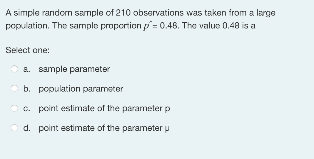 Solved A simple random sample of 210 ﻿observations was taken | Chegg.com