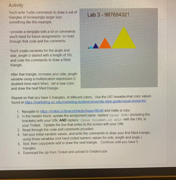 Solved Activity You'll write Turtle commands to draw a set | Chegg.com