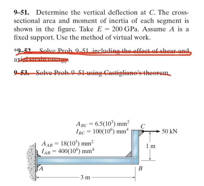 Solved 9-51. Determine the vertical deflection at C. The | Chegg.com