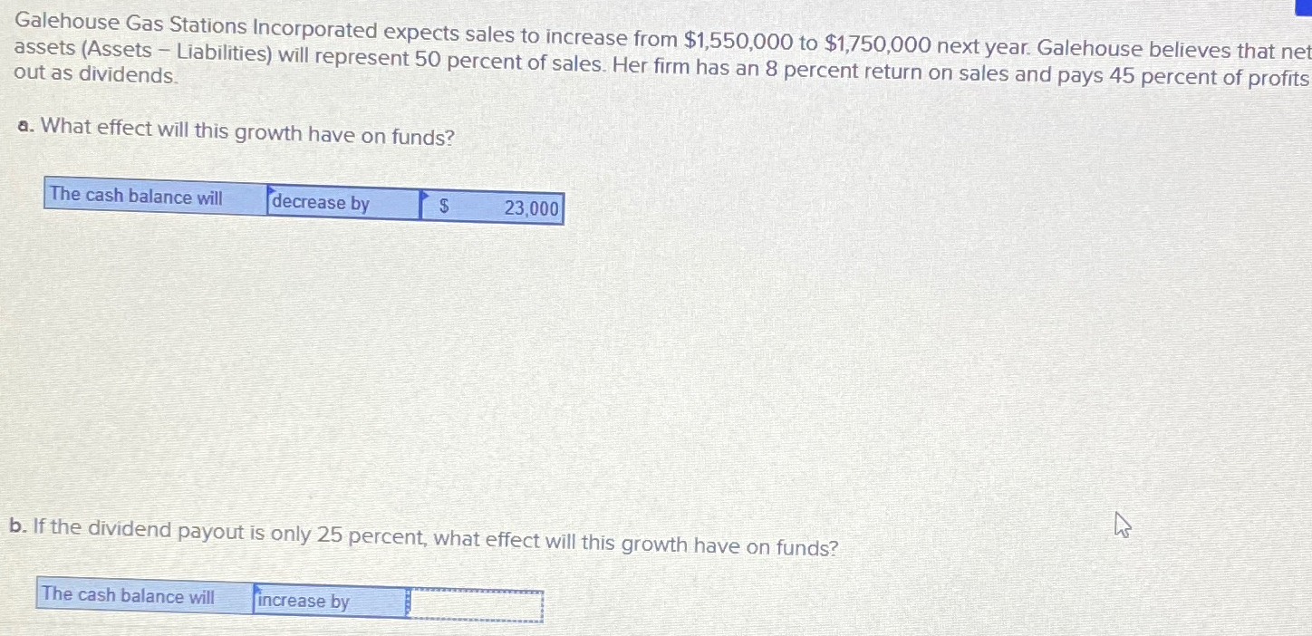 Solved Galehouse Gas Stations Incorporated expects sales to | Chegg.com