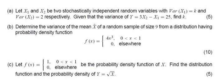 Solved (a) Let X1 and X2 be two stochastically independent | Chegg.com