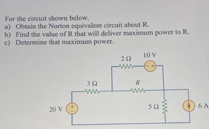 Solved For the circuit shown below. a) Obtain the Norton | Chegg.com